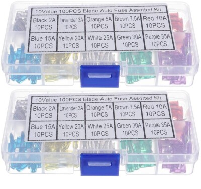 200 PCS Mini Auto Fuse Kit Assortment 10X10 fuses per box 200 fuses ...