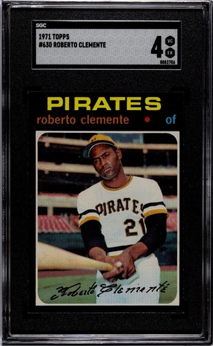 1971 Topps #630 Roberto Clemente Pittsburgh Pirates HOF - Graded SGC 4 ...