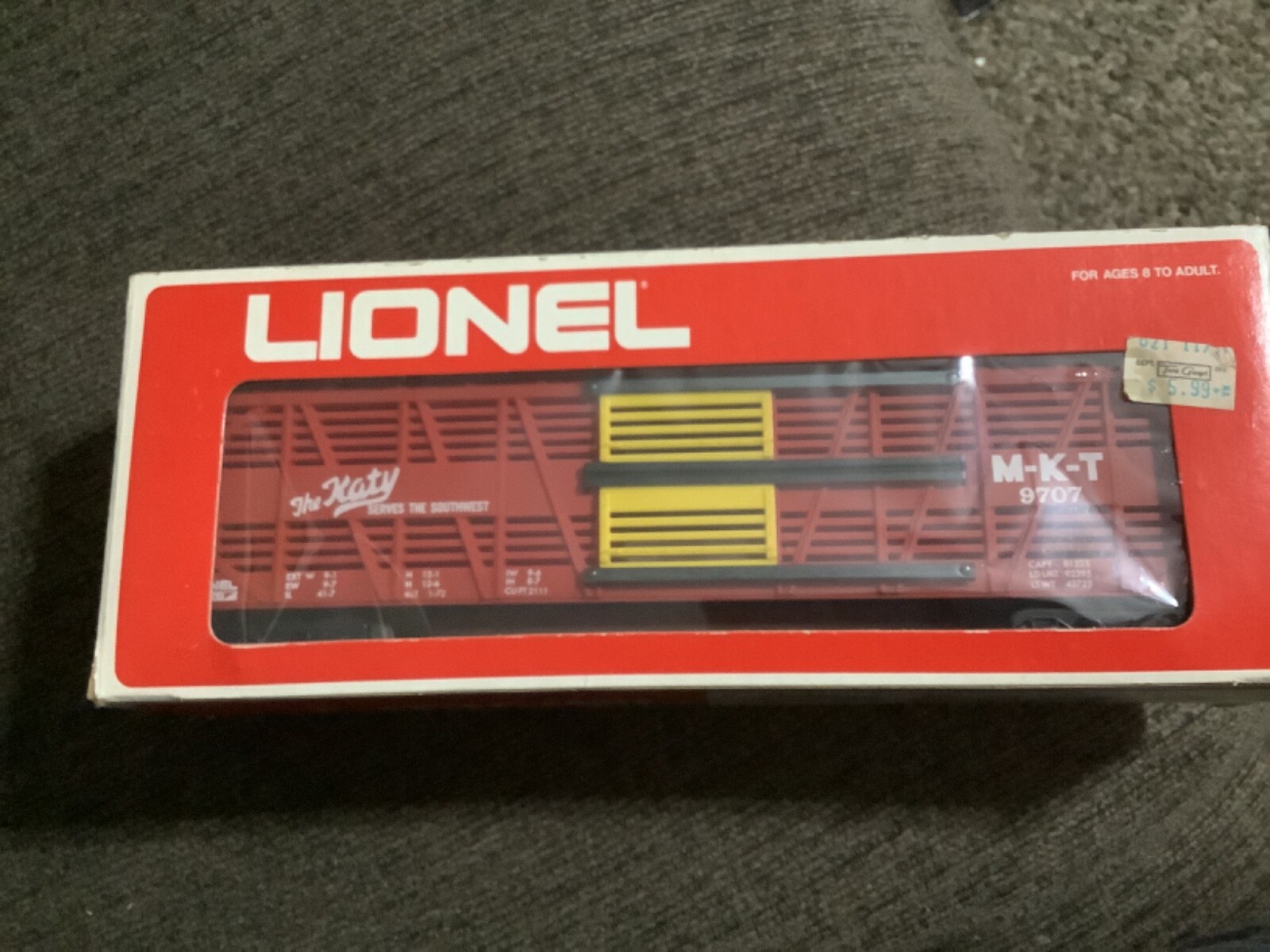 LIONEL MKT KATY CATTLE STOCK CAR 6-9707 O GAUGE O/27 TRAIN MISSOURI ...