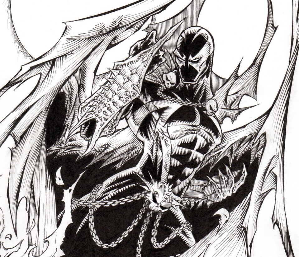 Spawn. Original, B/W, comic art, illustration, drawing by Calvin Henio ...