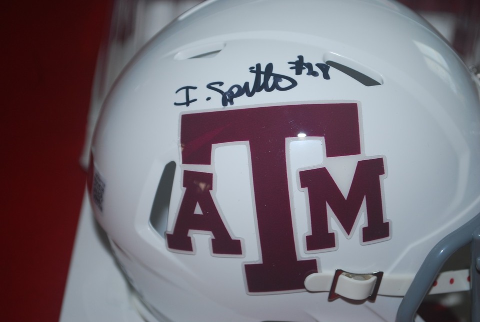 ISAIAH SPILLER Texas A&M Signed Mini Helmet Beckett Witnessed COA ...