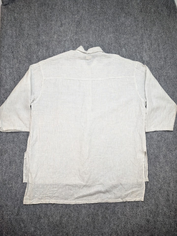 Meg by Design Linen Tunic Womens One Size Striped Lagenlook Minimalist ...