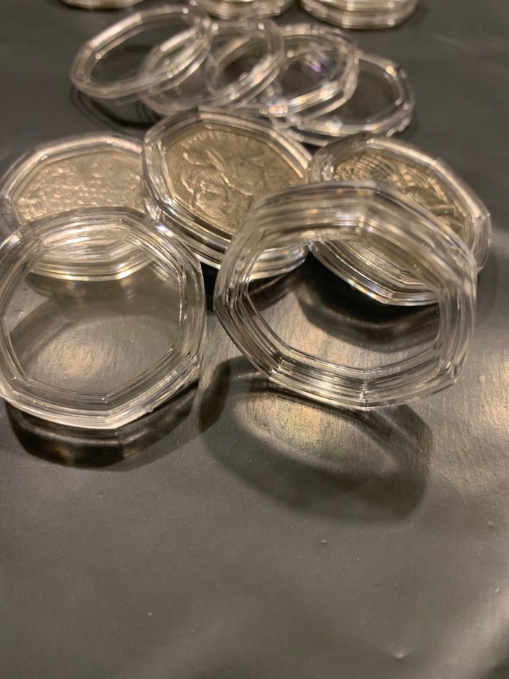 10 x 50p Coin Capsules Heptagonal to Fit 50 Pence– Crystal Clear ...