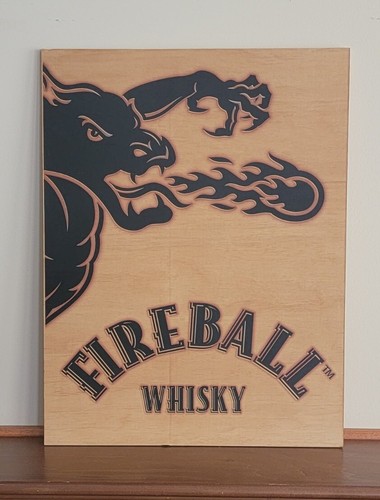 Fireball Handcrafted Wooden Hanging Sign 18'x23.5' Bar Man cave Decor ...