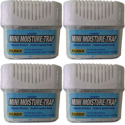 4 x Kilrock Mini Moisture Trap Dehumidifier Lavender - Protects Against ...