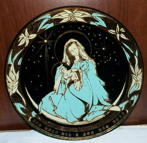 Maurice Loriaux 1972 Signed Nativity Hand Blown Art Glass Plate Enamel ...