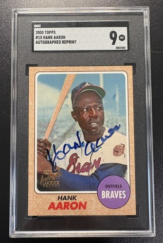 2000 Topps Hank Aaron 1968 Reprint Auto Autograph #15 SGC 9 Braves | eBay