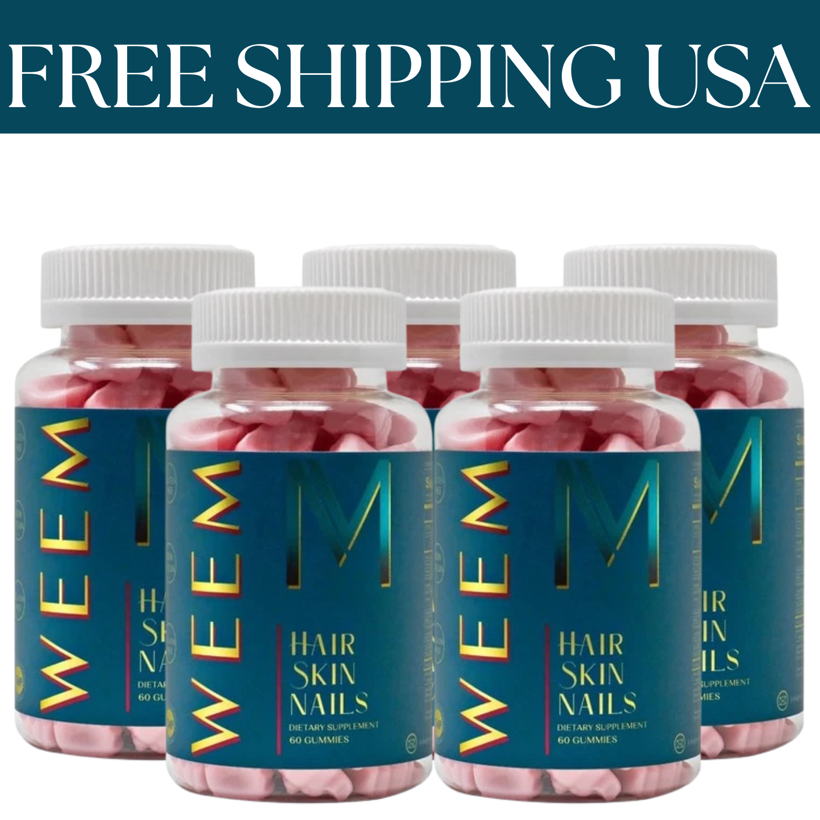 WEEM Hair Skin and Nails Gummies, Vegan biotin Vitamins, Healthy Hair ...