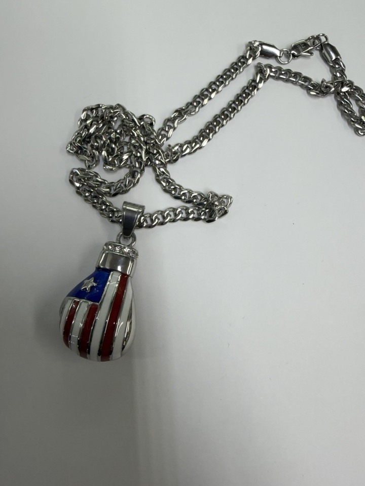 puerto rico Boxing Glove Pendant With 22” Inch 5mm Cuban Chain | eBay
