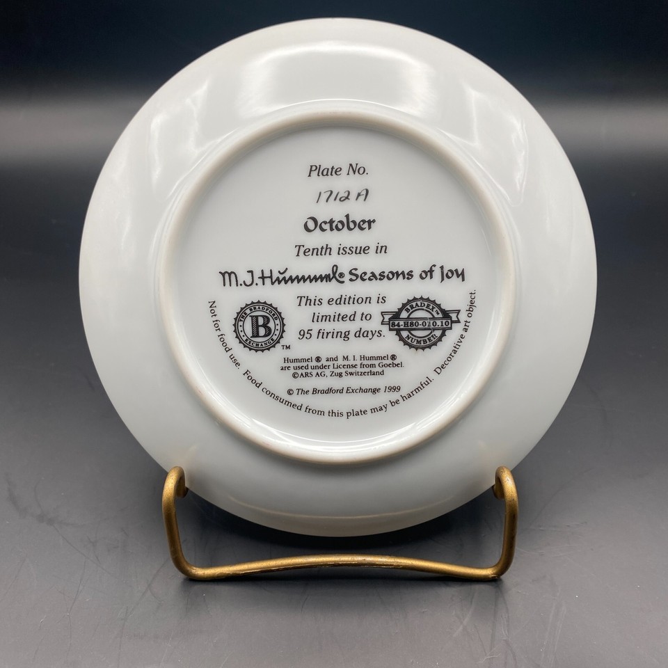 Hummel Seasons Of Joy Plate Bradford Exchange 1999, Numbered (Choose ...