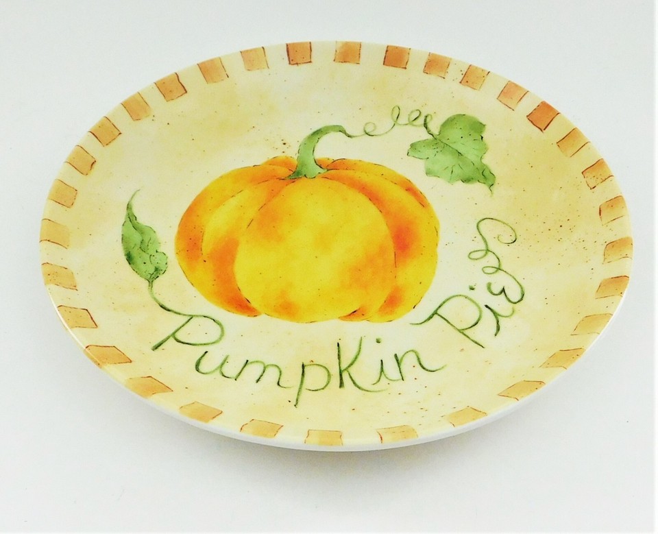 ABC Distributing 8.5" Plate Pumpkin Pie Thanksgiving Stoneware Orange ...