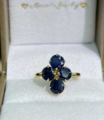14k Solid Gold Small Diamond Shape Ring Natural Sapphire , Sz 7, 1.92 ...