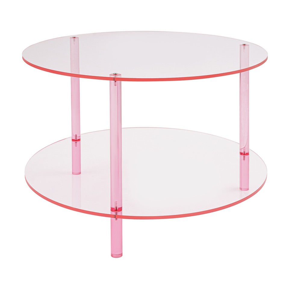 Modern Round Pink Acrylic Coffee Table, Modern Coffee Table, 2-tier ...