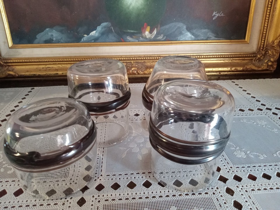 4 Pc. Unique Hand Blown And Signed Studio Art Glass Glasses Made 2012 ...