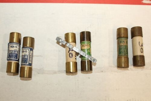 6 Tested 250VAC Renewable Fuses (2) 10 Amp (2) 20 Amp w/ 1 Spare Link ...