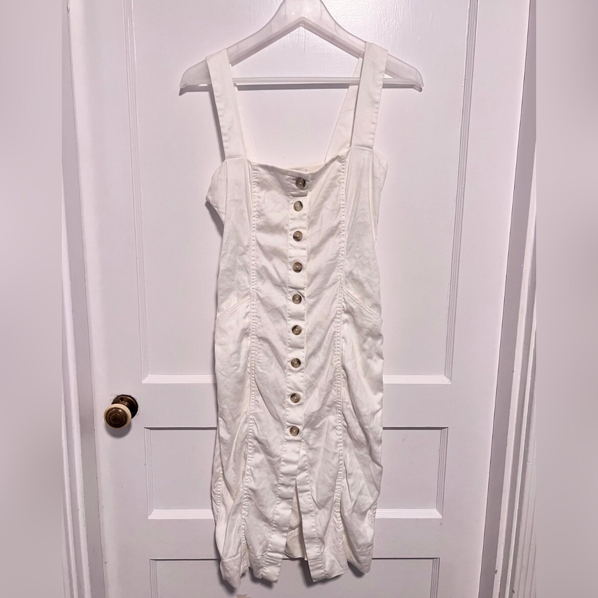 Babaton Aritzia Kofi White Dress Button Front Apron D… - Gem