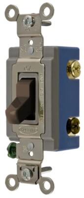 Hubbell HBL1203, 15 A, Brown, 3-Way, Extra Heavy Duty, Toggle Switch, 1 ...