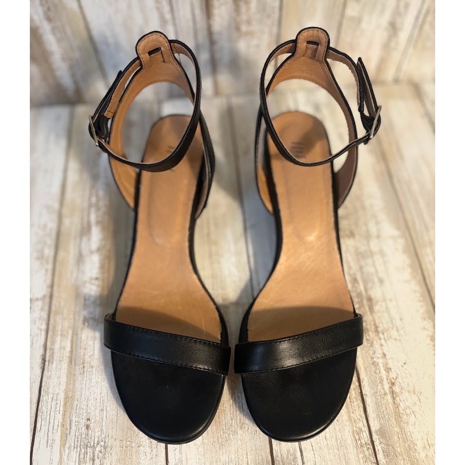 J. Jill Black Leather Ariane Open Toe Block Heel Sandals Size 8 | eBay