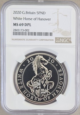 2020 Great Britain £5 White Horse Of Hanover Queen's Beasts NGC MS69 ...