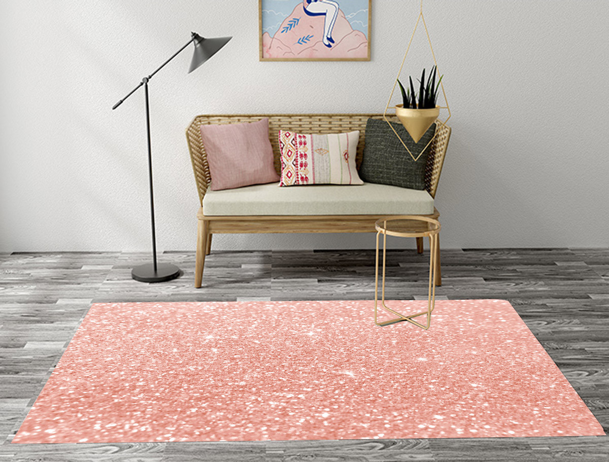 Rose Gold Glitter Design Floor Rug Mat Kids Bedroom Carpet Living Room ...