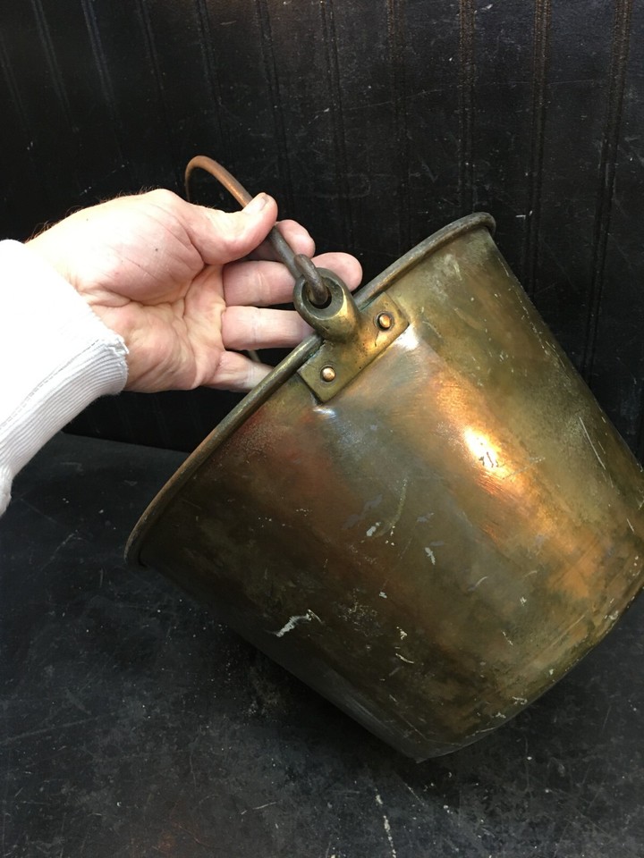 Vintage Brass Bucket Pail w/ Handle Antique 9” Tall 13” Wide | eBay