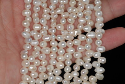 8X5-5X4MM MILKY WHITE NATURAL PEARL GEMSTONE GRADE A POTATO LOOSE BEADS ...