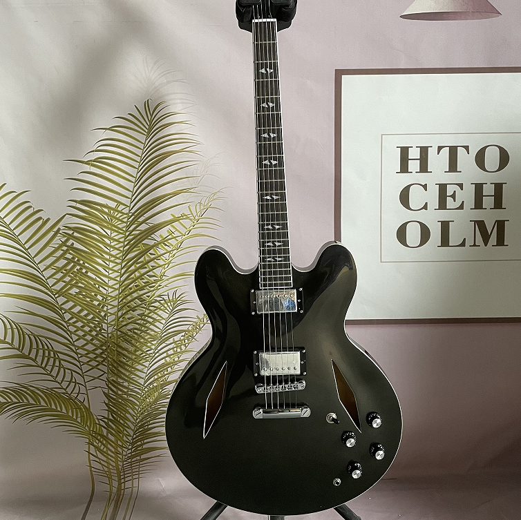 DG-335 Electric Guitar Silver Diamond Hole Chrome Hardware Semi Hollow ...