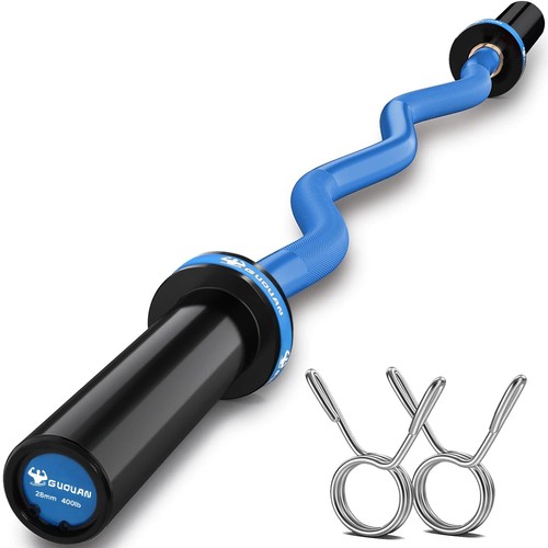 Olympic EZ Curl Barbell Bar, 400LBS Weight Capacity Olympic Curl Bar ...