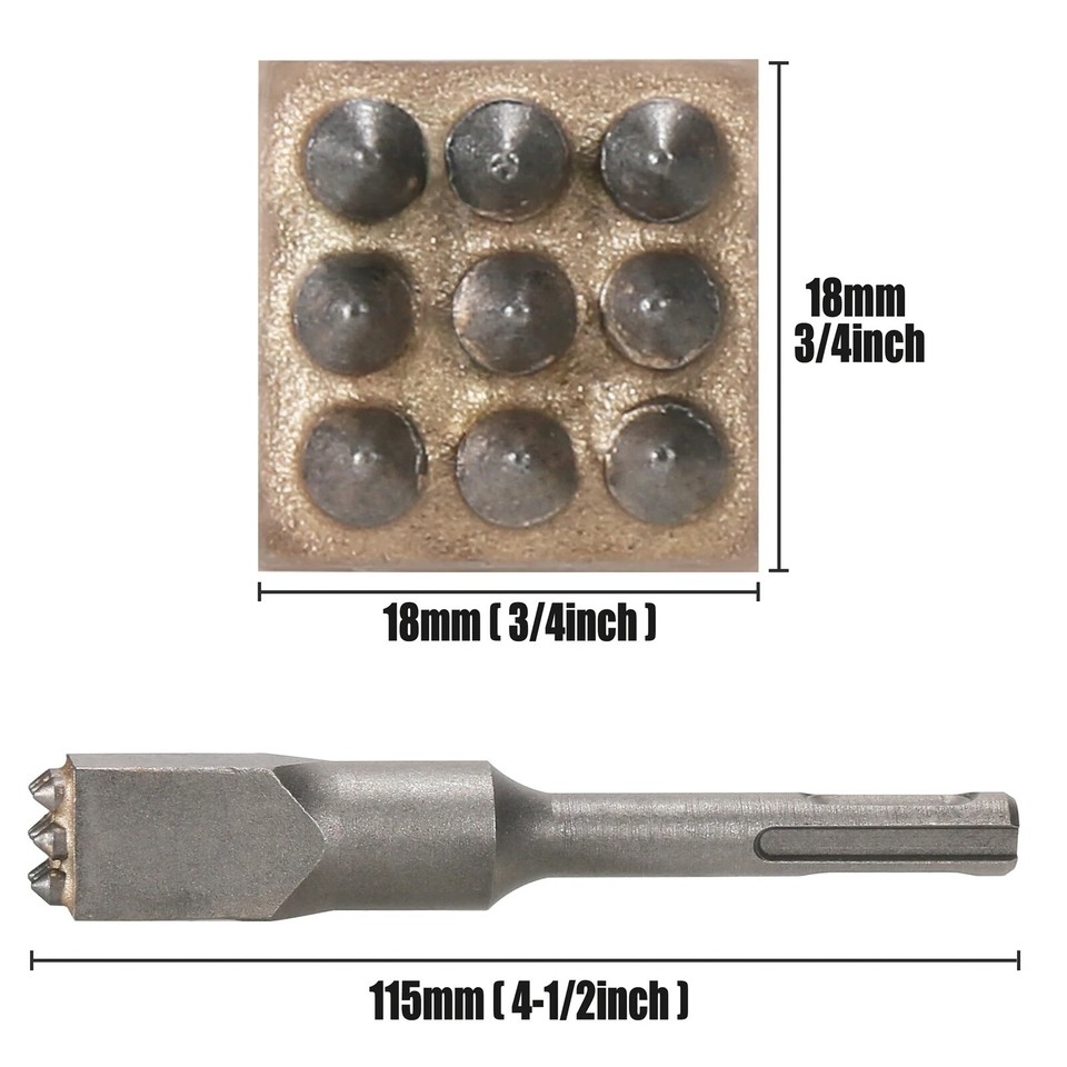 SDS PLUS Carbide Tipped 9Teeth Bush Hammer Chisel Bit for Cement ...
