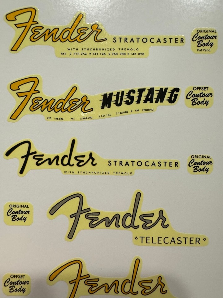 Full set !! Retro Waterslide Headstock Decals For FENDER STRAT TELE ...