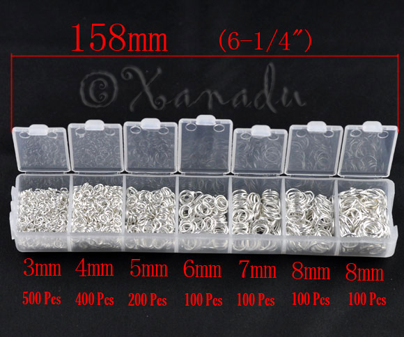Jump Rings Silver Plated 1500PCs Mix - 7 Assorted Sizes In Plastic ...