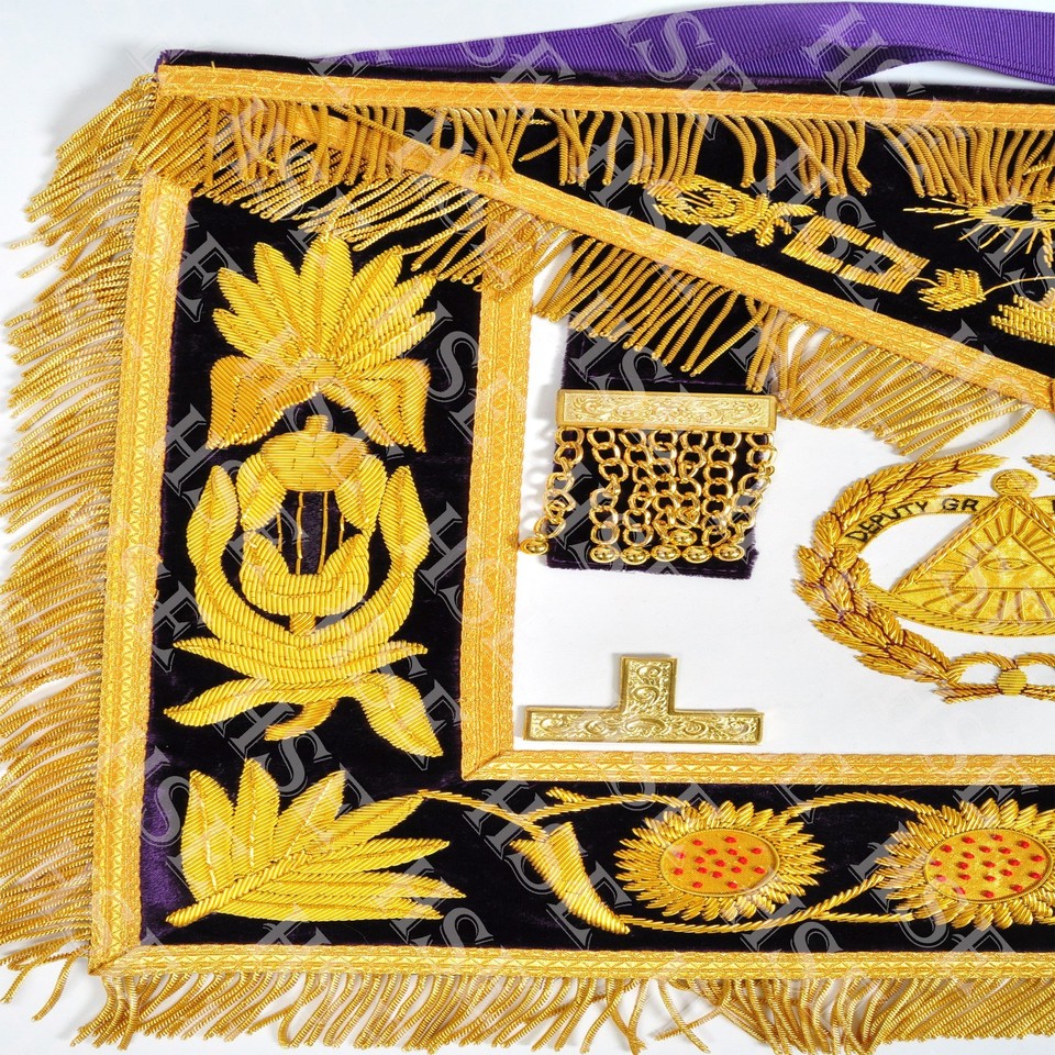 FULLY HAND EMBROIDERED DEPUTY GRAND MASTER APRON WITH COLLAR & CUFFS ...