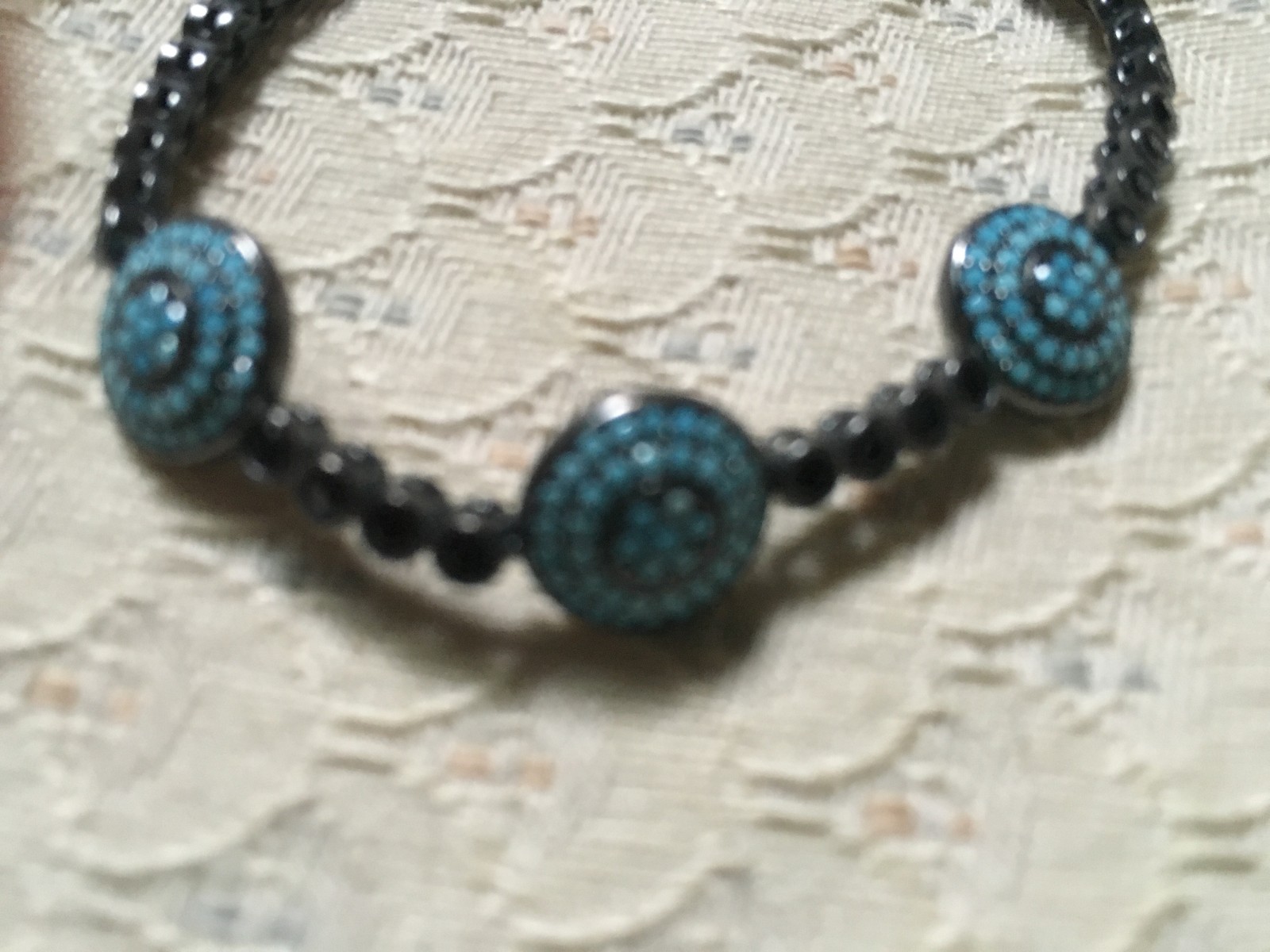 Sterling silver new with tags turquoise 3 circle adjustable pull cord ...
