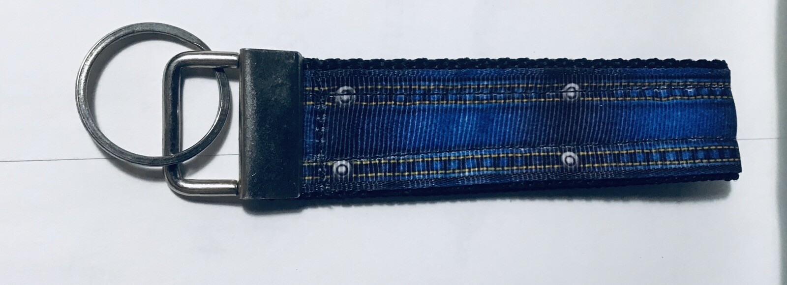New Key Fob, Blue Denim Look Key Chain, Wristlet, Lanyard Keychain ...