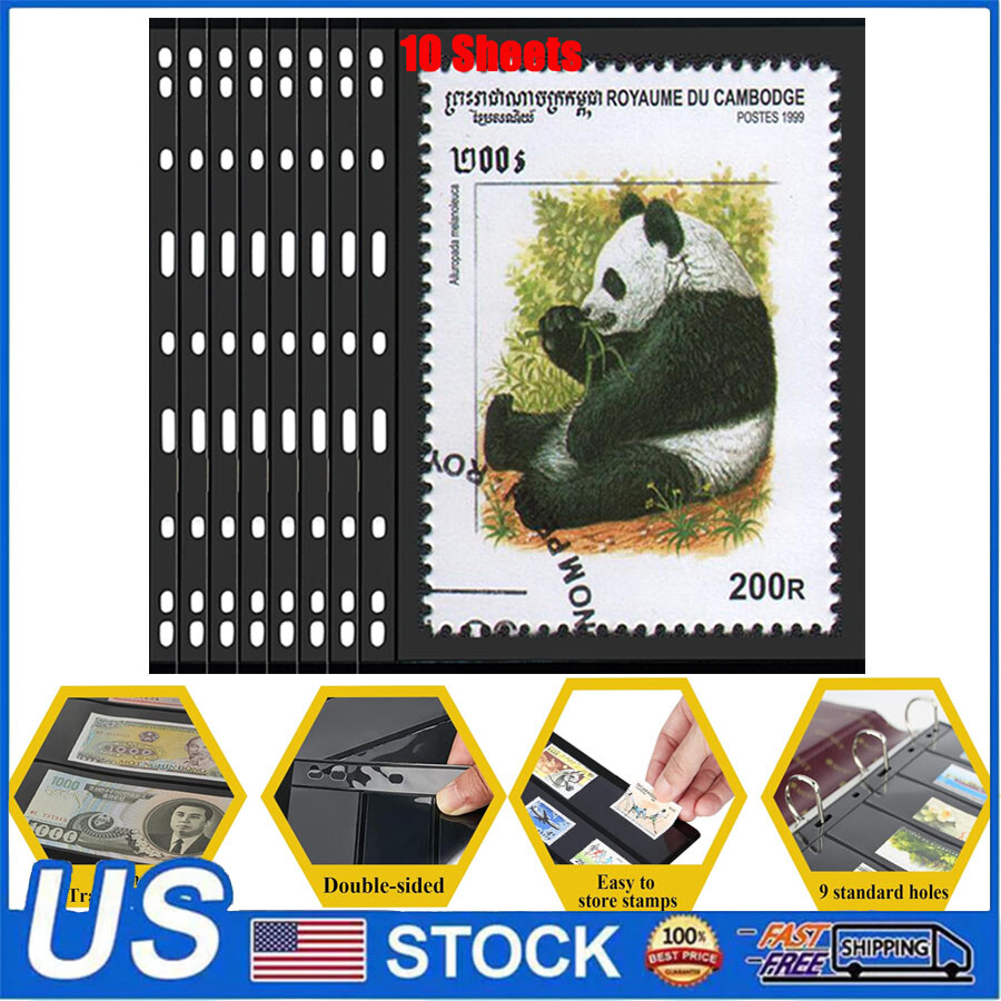 10 Sheets Stamp Pages for Album Stamp Binder, Stamp Collecting Supplies ...