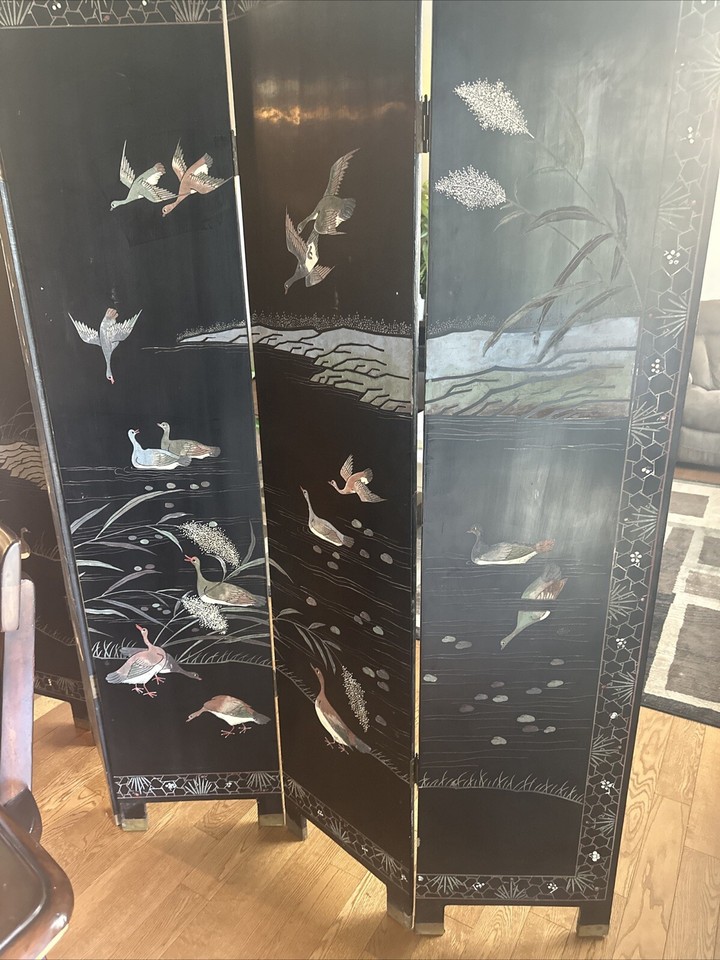 Antique Chinese Room Divider 6 Solid Lacquer Panels | eBay