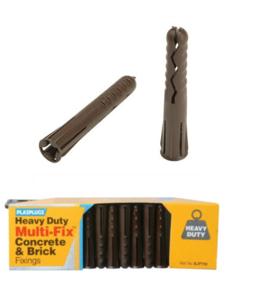 PlasPlugs Raw Plugs Heavy Duty MULTI-FIX Concrete & Brick Fixings Pack ...