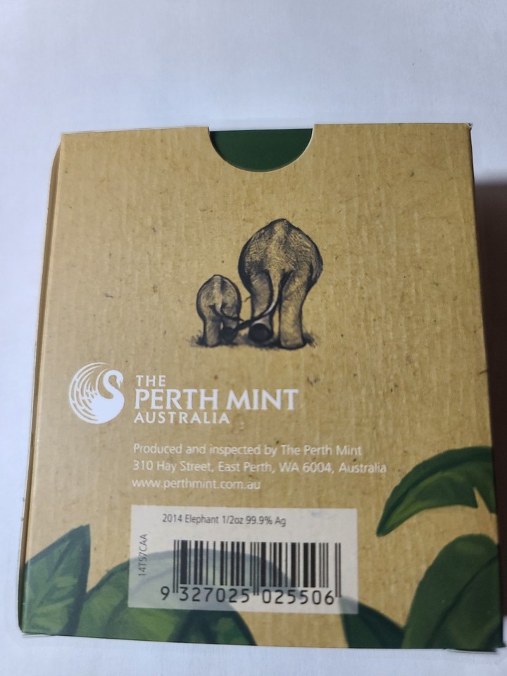 2014 Tuvalu 50C Mother Love Elephant & her Calf 1/2oz Silver Proof Coin ...