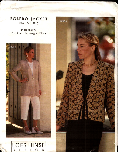 Loes Hinse Design Bolero Jacket NO. 5106 Petite-Plus Size Sewing ...