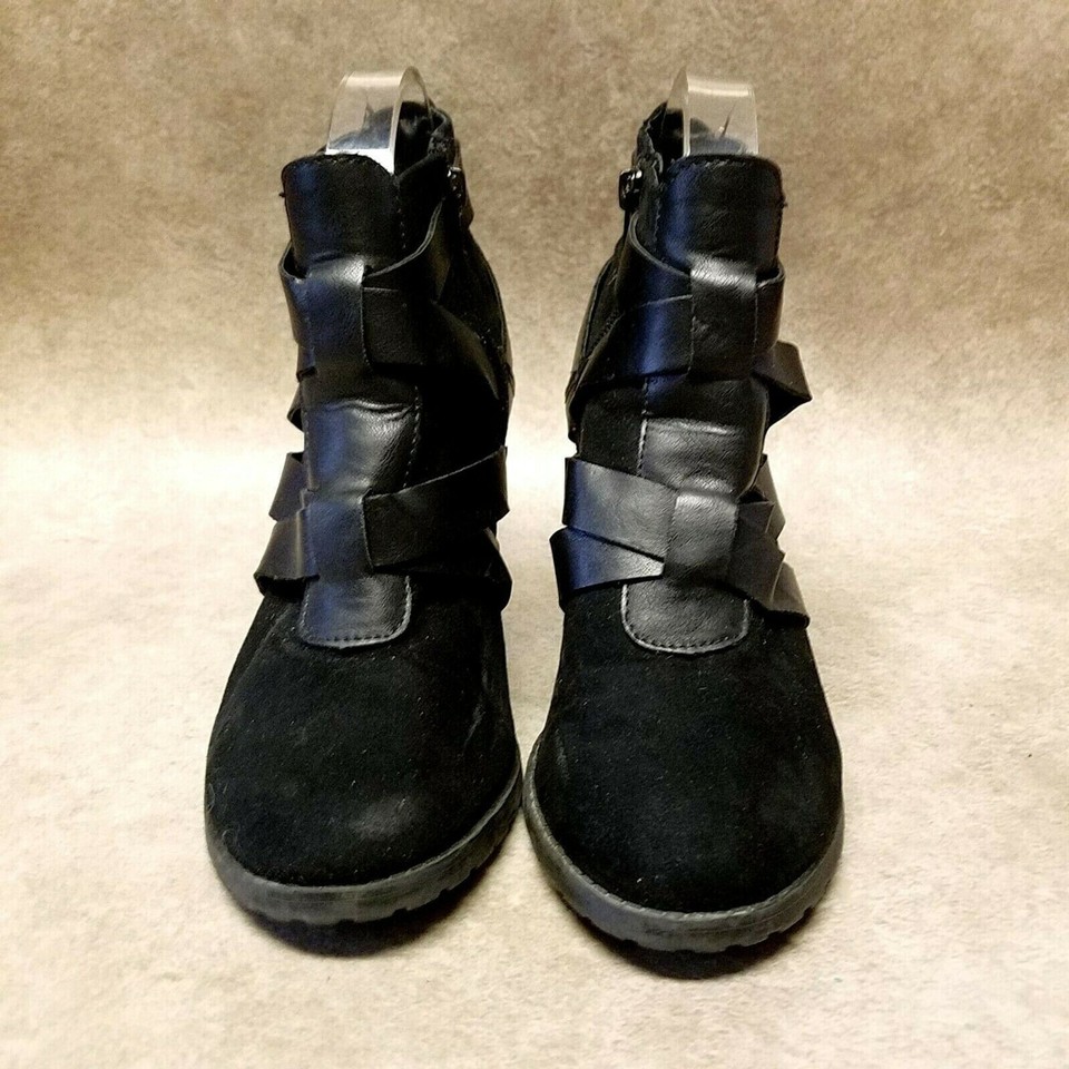 Metaphor Womens Teagan Size 8 Black Fabric 3.5" Block Heel Ankle Boot ...