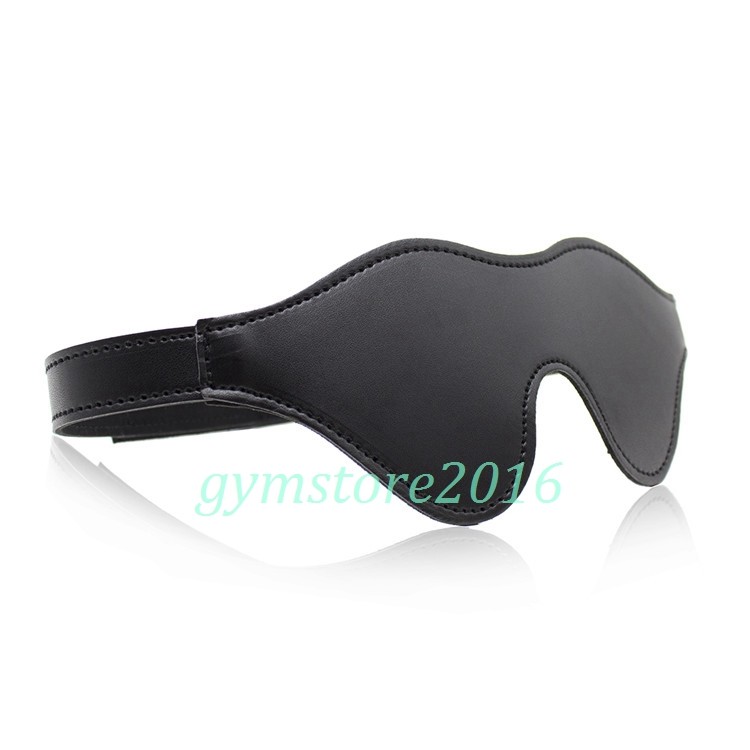 Black Soft Padded PU Leather Blindfold Eye Cover Sleep Patch BDSM Shade ...
