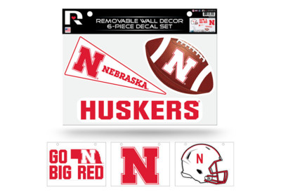 NEBRASKA HUSKERS CORNHUSKERS REMOVABLE WALL DECOR 6pc SET PREMIUM ...