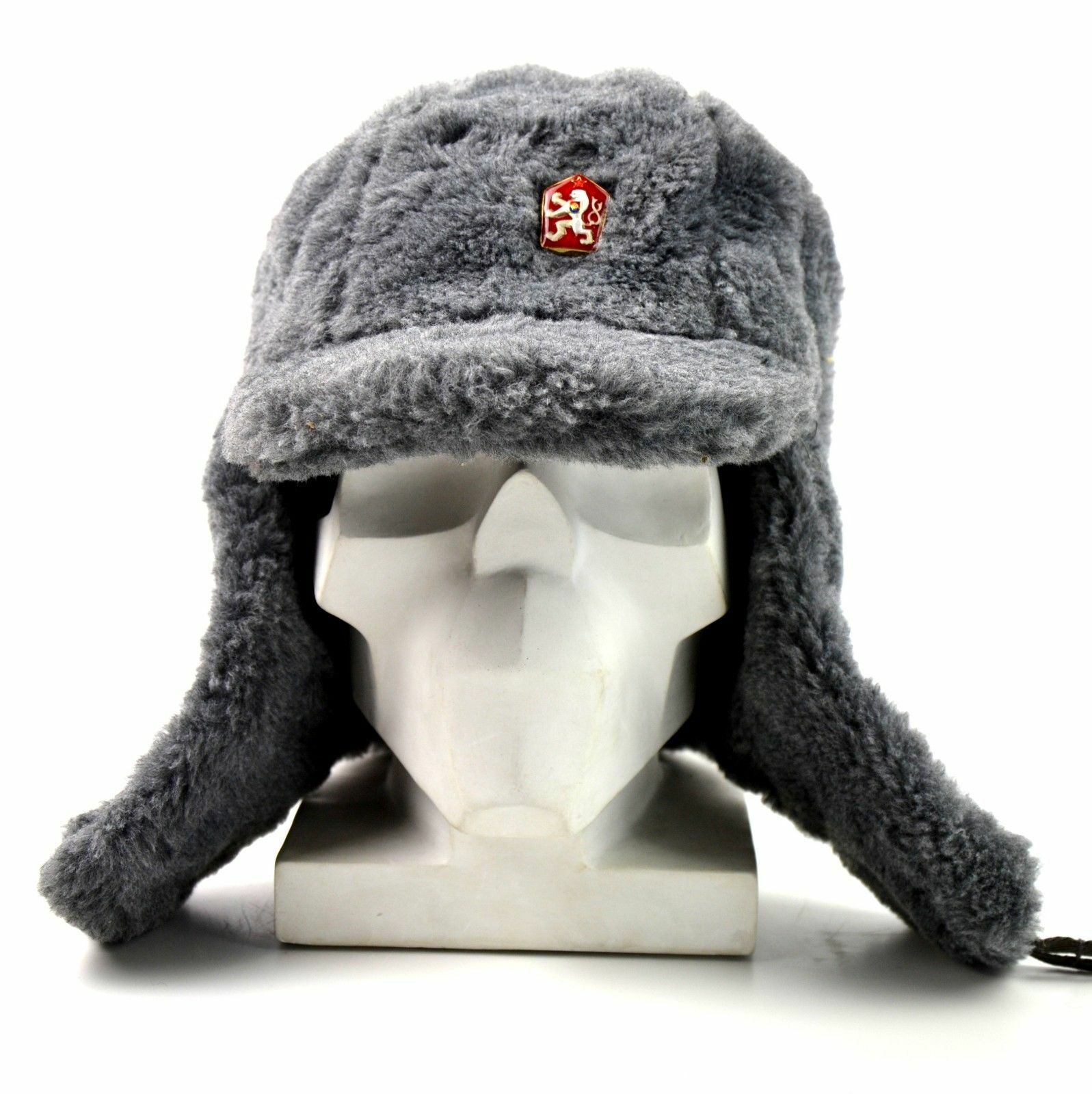 Genuine Czech army winter cap Ushanka grey fur warm hat CZ military ...