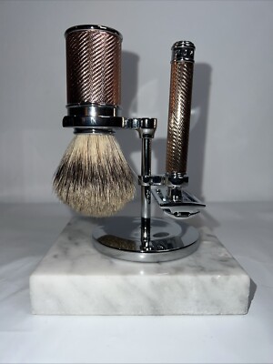 Muhle Luxury Rose Gold Safety Razor & Brush Set w/ Stand - Elegant ...