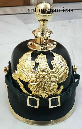 Brass German Ball Spiked Officer WW1 WW2 Pickelhaube Leather Prussian ...