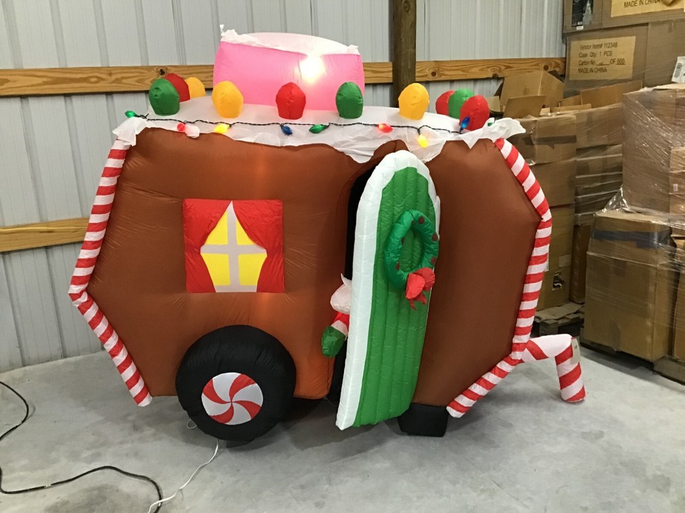 8ft Gemmy Airblown Inflatable Prototype Christmas Gingerbread Trailer ...