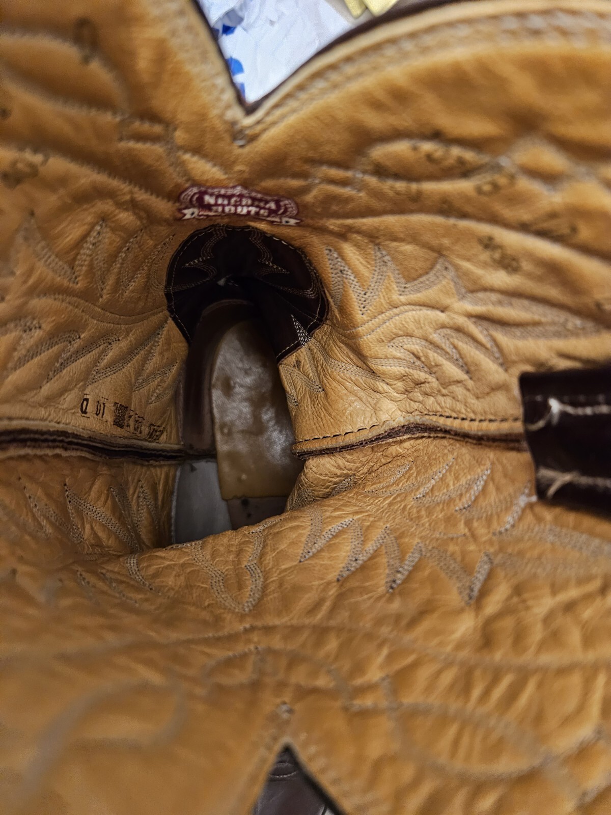 Vtg Nocona Brown Leather 16908 Western Cowboy Boots Mens 10 D USA White ...