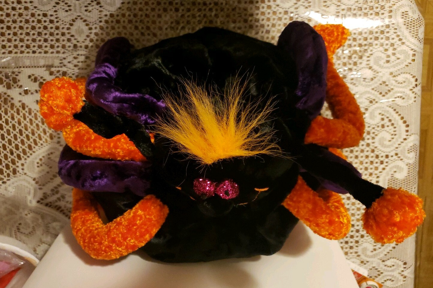 Vintage Dan Dee Spider Halloween Prop/Hat Plush Animated Sparkly Black ...