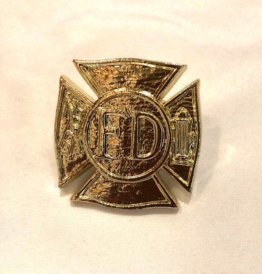 Fire Department Emblem Cast Metal Plaque Mount Gold Finish 2 3/4" x 2 3 ...