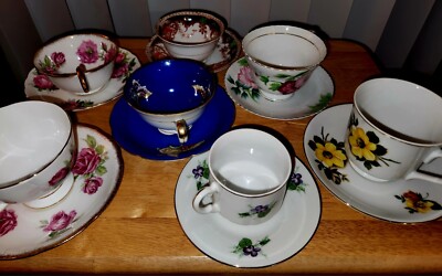 Antique Collection - 7 Tea Cups and Saucers - Excellent Condition | eBay